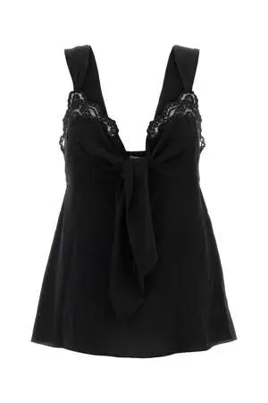 Chloé Crepe Draped Top - Black