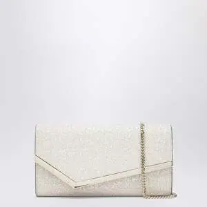 JIMMY CHOO Emmie Pouch With Light Gold Micro-glitter