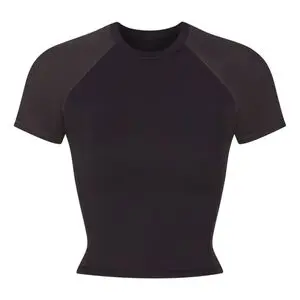 Nike X Skims Matte Shine Mix Short-sleeve Crop Top - Obsidan/igneous
