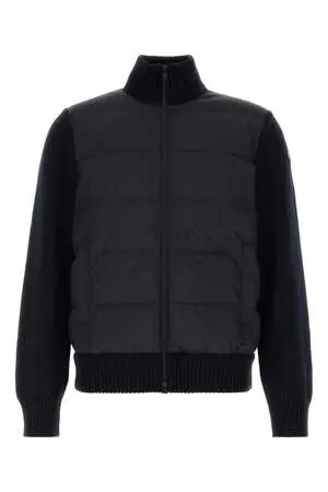 Moncler Navy Wool Cardigan - Blue
