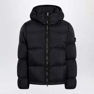 Stone Island Ripstop Nylon Zip-up Down Jacket - Black