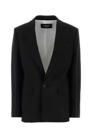 Dsquared2 Stretch Wool Blend Oversize Blazer - Black