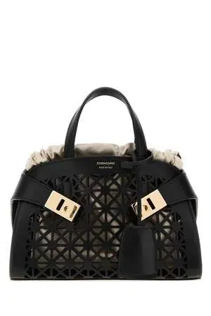 FERRAGAMO Salvatore Leather Mini Hug Handbag - Black