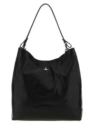 VIVIENNE WESTWOOD Leather Large Lottie Shopping Bag - Black