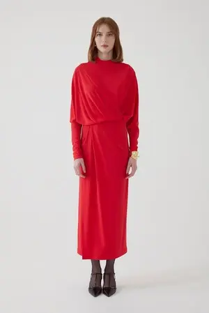EXQUISE Alessio Draped Midi Dress