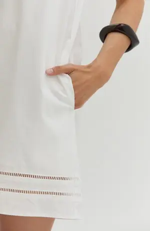 CRESCENT Lattice Trim Poplin Mini Dress - White