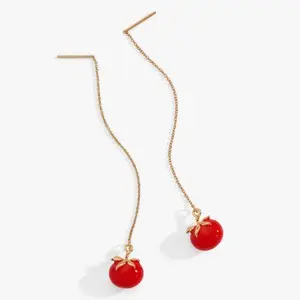 ALEX AND ANI Farmers' Market Tomato Threader Earrings - Gold