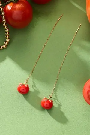 ALEX AND ANI Farmers' Market Tomato Threader Earrings