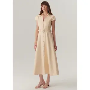 EXQUISE Savannah Midi Shirt Dress - Ecru