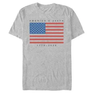 LOST GODS America 250th Anniversary Flag Graphic T-shirt - Sport Grey