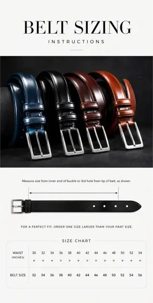 GALLERY SEVEN Genuine Leather Dress Belt With Polished Buckle - Black
