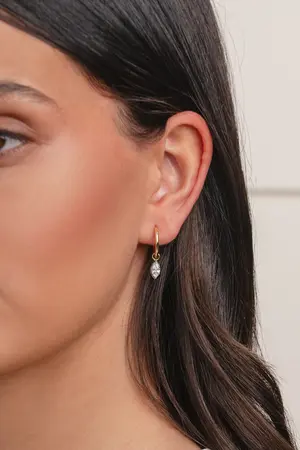ELECTRIC PICKS Windsor Hoops With Marquise Stone Drop