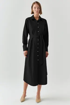 EXQUISE Mckinley Midi Shirt Dress - Black