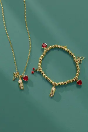 ALEX AND ANI There Cannoli Be You' Bow & Heart Multi Charm Cluster Necklace