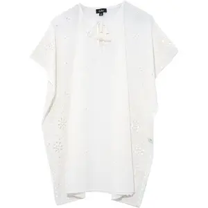 Echo Bandana Embroidered Cotton Caftan - Cream