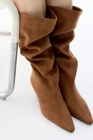H&M Knee-high Pointed Toe Kitten Heel Boots