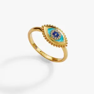 ALEX AND ANI Healing Stone Evil Eye Ring - Gold