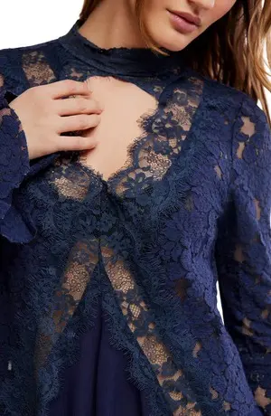 Free People First Crush Lace Tunic - Deeper Iris