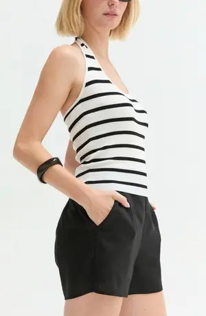 CRESCENT Halter Stripe Knit Top