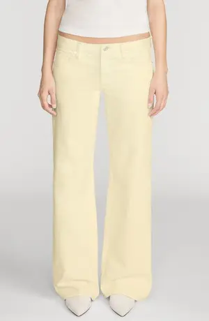 FRAME The Pixie Gray Low Rise Wide Leg Jeans - Limoncello