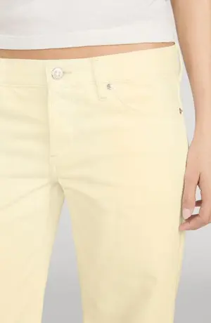 FRAME The Pixie Gray Low Rise Wide Leg Jeans - Limoncello