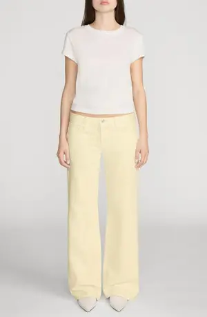 FRAME The Pixie Gray Low Rise Wide Leg Jeans - Limoncello