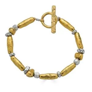 LONI PAUL JEWELRY Mixed Metal Organic Bead Bracelet - Gold