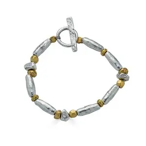 LONI PAUL JEWELRY Mixed Metal Organic Bead Bracelet Silver