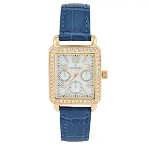 PEUGEOT European Crystal Square Tank Watch 35x30mm - Blue