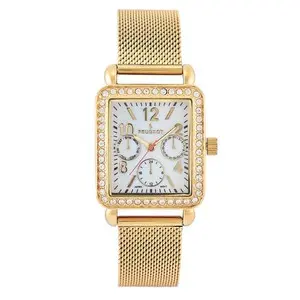 PEUGEOT Peugeot European Crystal Square Tank Watch Gold