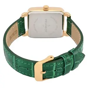 PEUGEOT European Crystal Square Tank Watch - Green