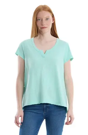 Wilt Wilt Short Sleeve Placket High-Low Tee Cabbage