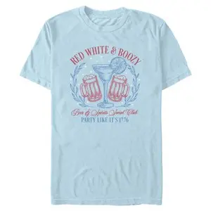 LOST GODS Red White And Boozy Party Graphic T-shirt - Light Blue