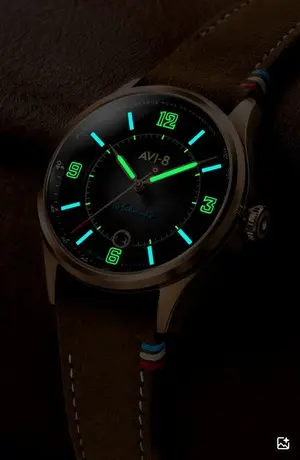 AVI-8 Flyboy Lafayette Automatic 110th Anniversary Limited Edition Leather Strap Watch - Black