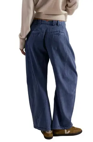 Free People Spotlight Washed Barrel Leg Trousers - Flint Stone