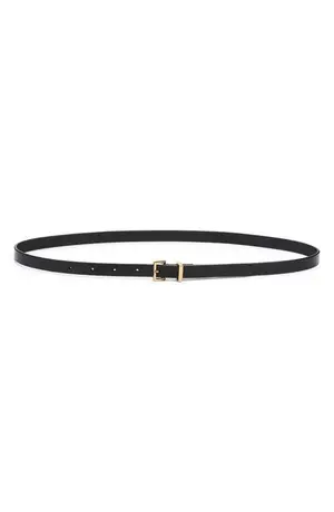 FRAME Petite Square Buckle Skinny Leather Belt - Black