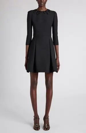 Valentino Garavani Bow Embellished Pleated Minidress