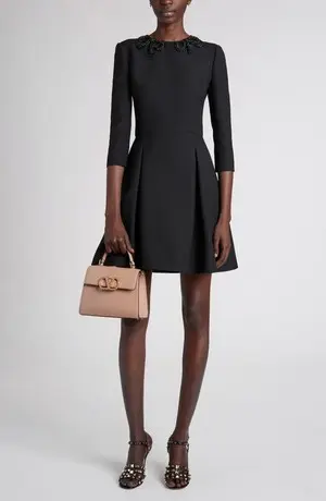 Valentino Garavani Bow Embellished Pleated Minidress