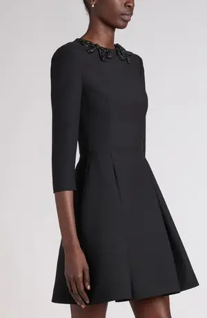 Valentino Garavani Bow Embellished Pleated Minidress