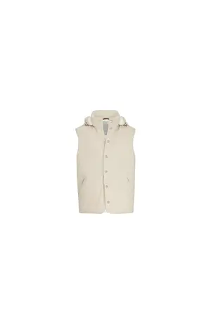 Brunello Cucinelli Bonded Wool Flannel Down Vest With Detachable Hood