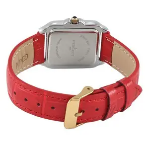 PEUGEOT Slim Leather Tank Watch 36mm - Red