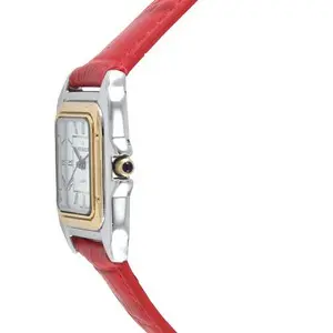PEUGEOT Slim Leather Tank Watch 36mm - Red