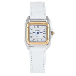 PEUGEOT Slim Leather Tank Watch 36mm - White