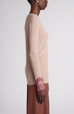 Valentino Garavani Lace Trim Cashmere Sweater