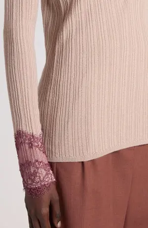 Valentino Garavani Lace Trim Cashmere Sweater