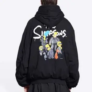 Balenciaga X The Simpsons Padded Bomber Hoodie - Black