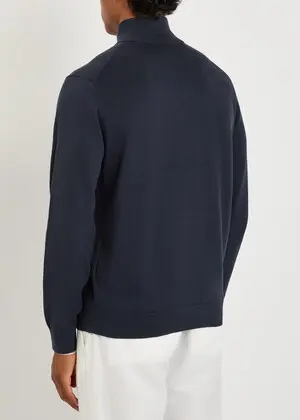 Gant Logo-embroidered Quarter-zip Cotton Jumper