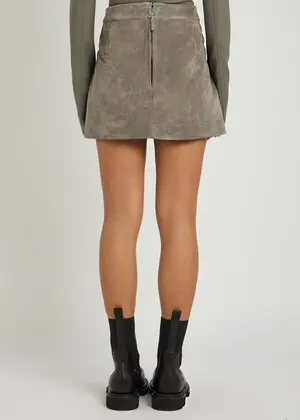 Rick Owens Fog Suede Mini Skirt