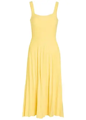 Staud Ellison Knit Midi Dress - Yellow