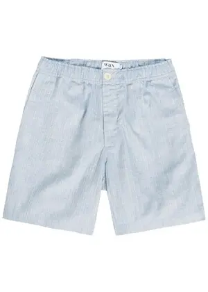 WAX LONDON Striped Cotton And Linen-blend Shorts - Light Blue